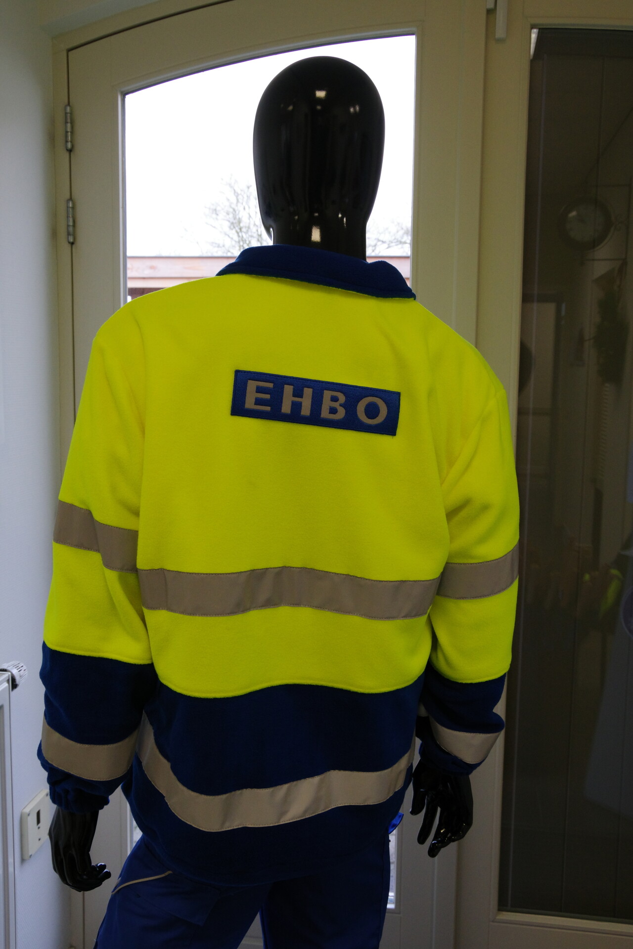 EHBO Fleece vest Kobalt - Fluorgeel met reflectiestriping