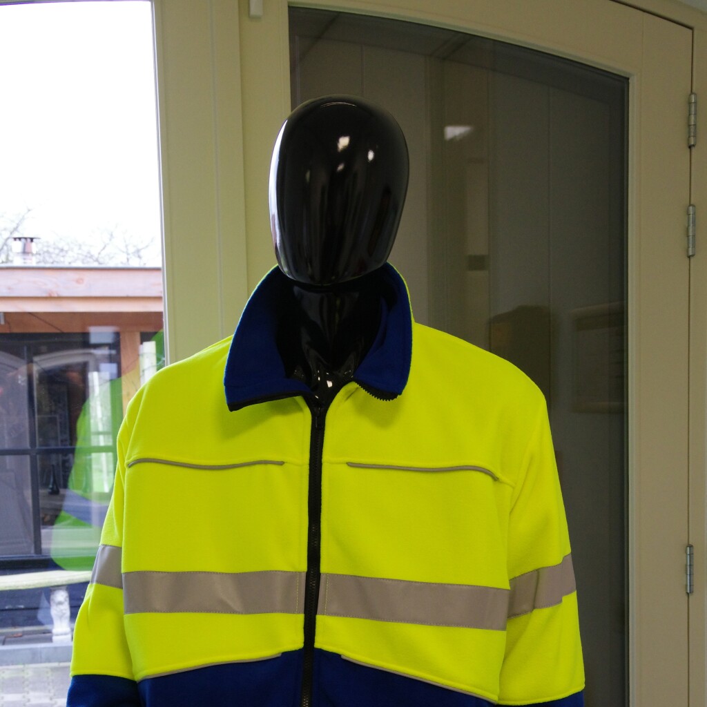 EHBO Fleece vest Kobalt - Fluorgeel met reflectiestriping